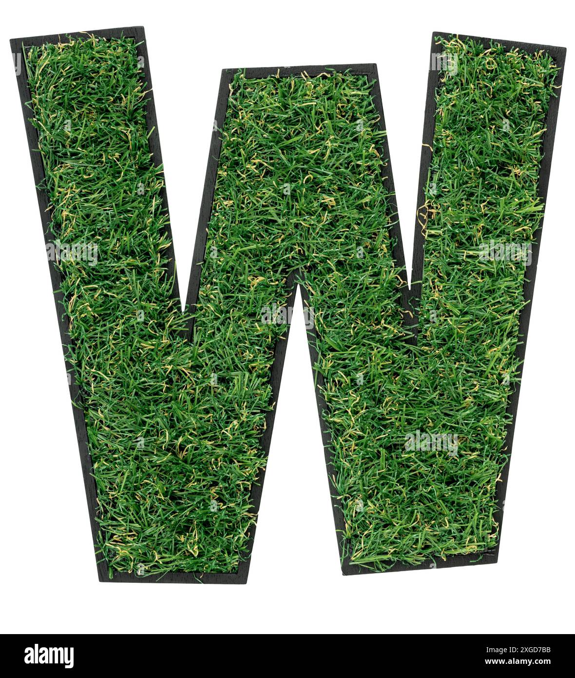 Grass letter W, alphabet 3D design isolated, transparent background ...