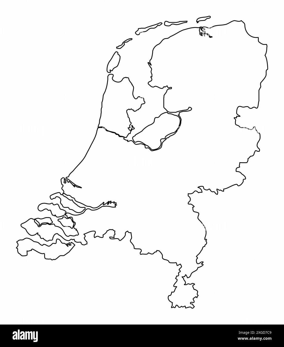 Netherlands outline map isolated on white background Stock Vector Image ...