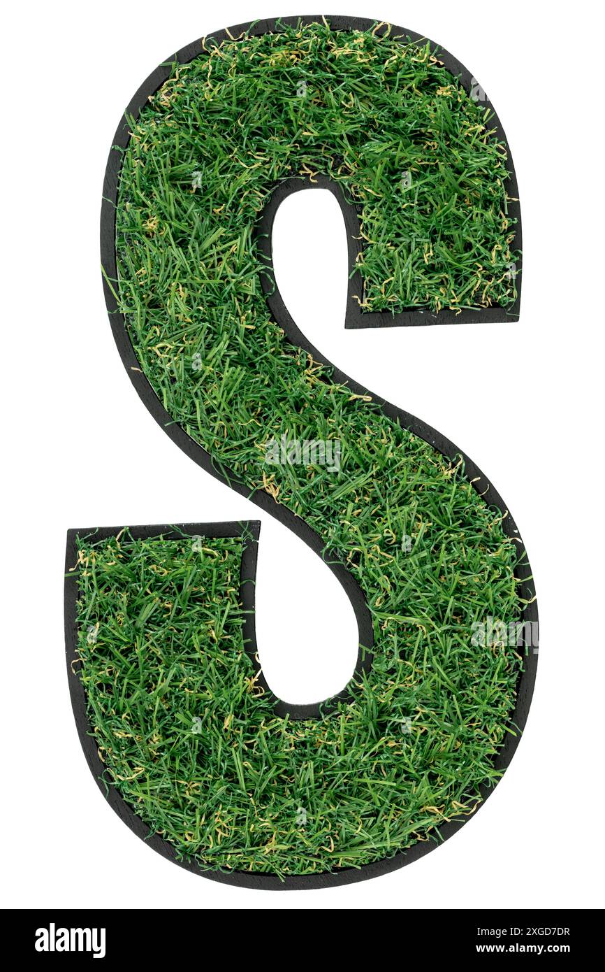 Grass letter S, alphabet 3D design isolated, transparent background Stock Photo - Alamy