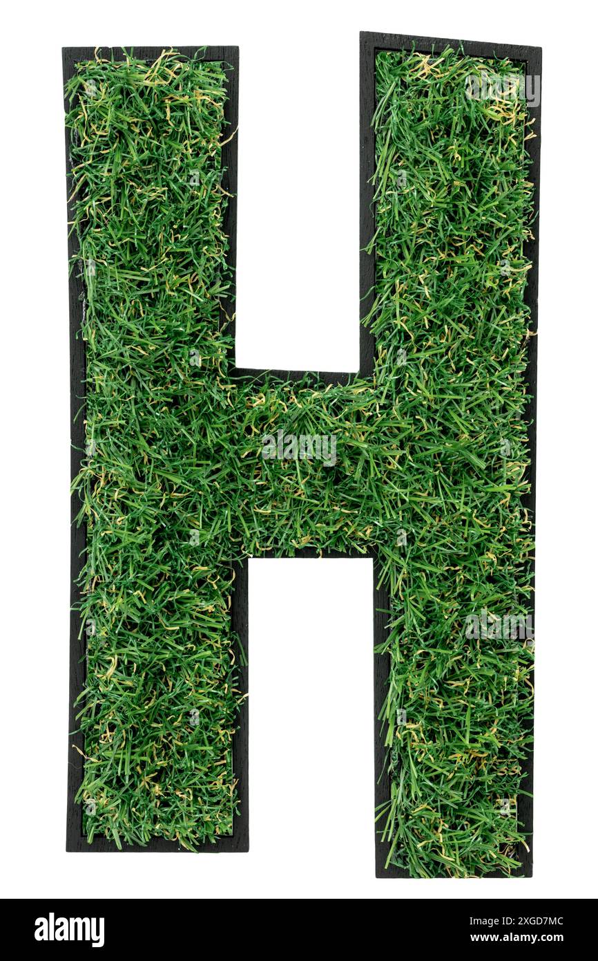 Grass letter H, alphabet 3D design isolated, transparent background ...
