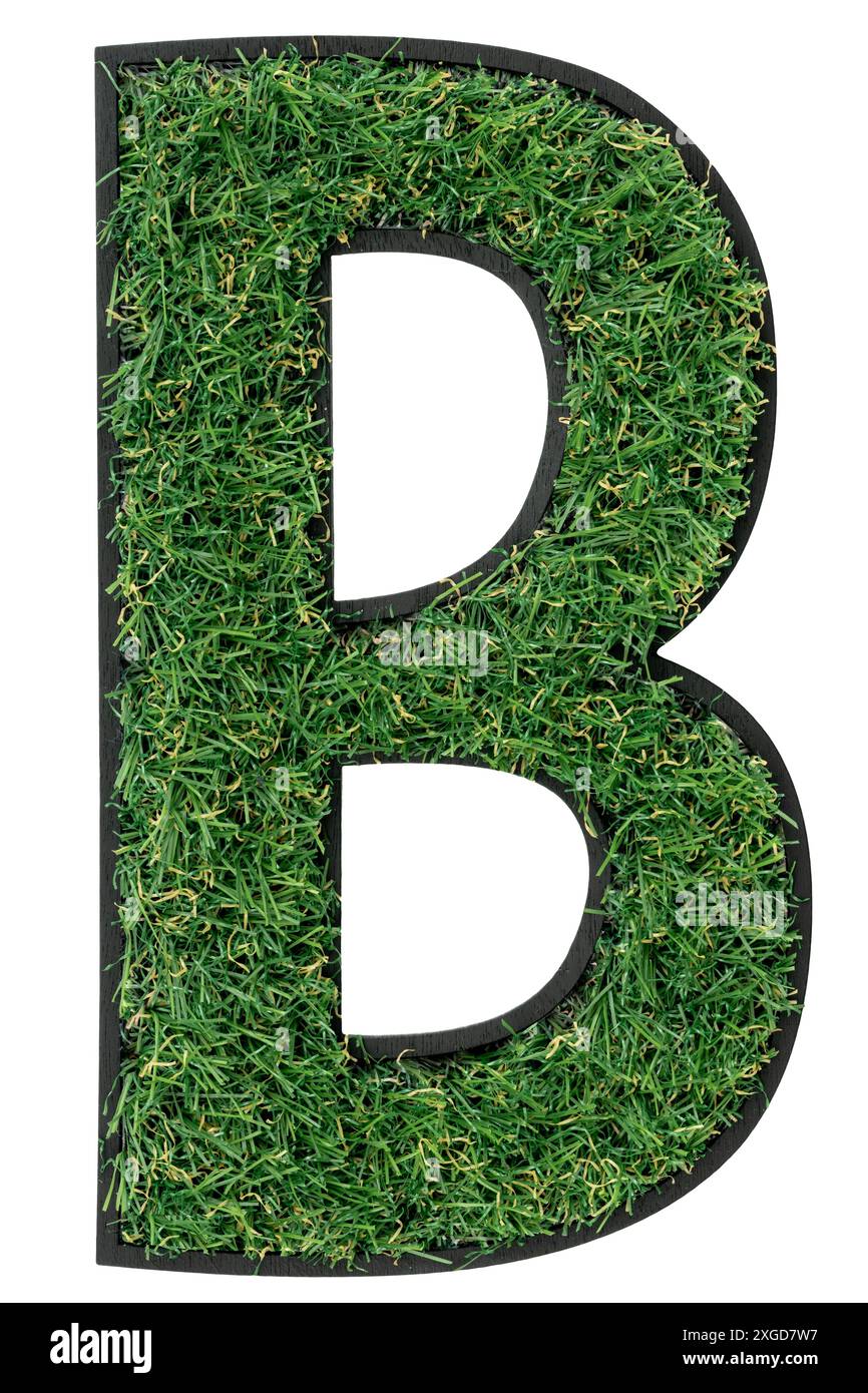 Grass letter B, alphabet 3D design isolated, transparent background ...