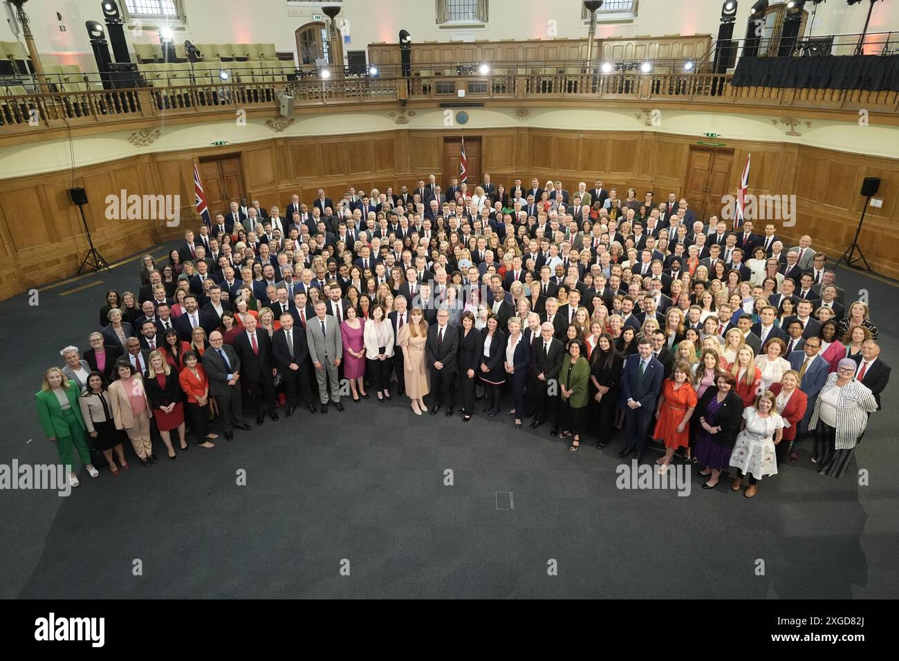 Prime Minister Sir Keir Starmer (centre front) stands with Labour Party ...