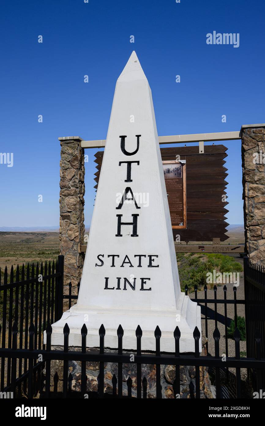 Restored white pillar marking the Utah Colorado state line on ...