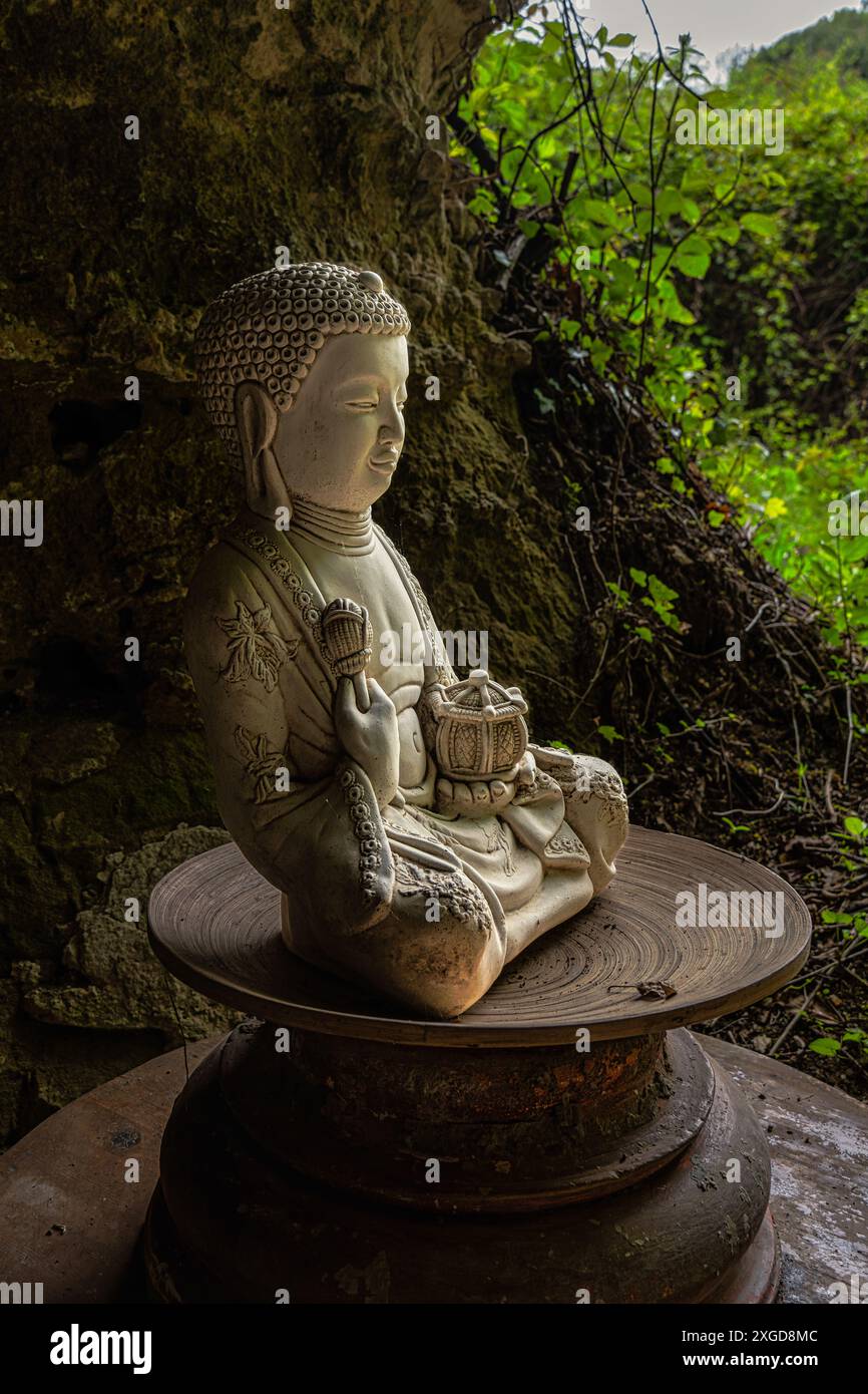 Buddha statues in various spiritual poses scattered throughout the ...