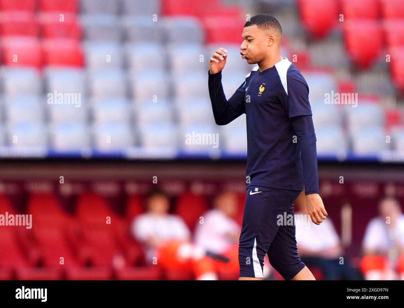 France's Kylian Mbappe during a training session at the Munich Football ...