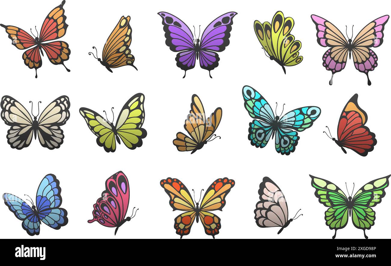 Cartoon butterflies set Stock Vector Image & Art - Alamy