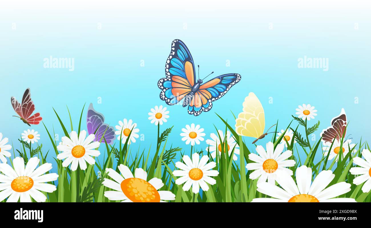 Butterflies flying field Stock Vector Images - Alamy