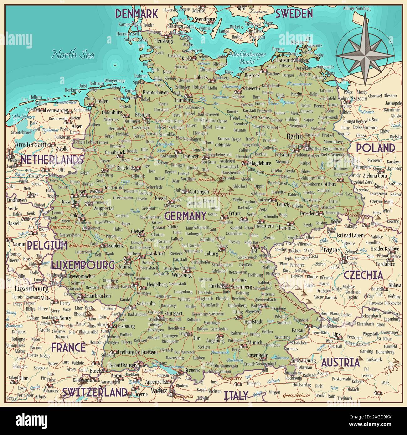 Map of Germany vintage fantasy style Stock Vector Image & Art - Alamy