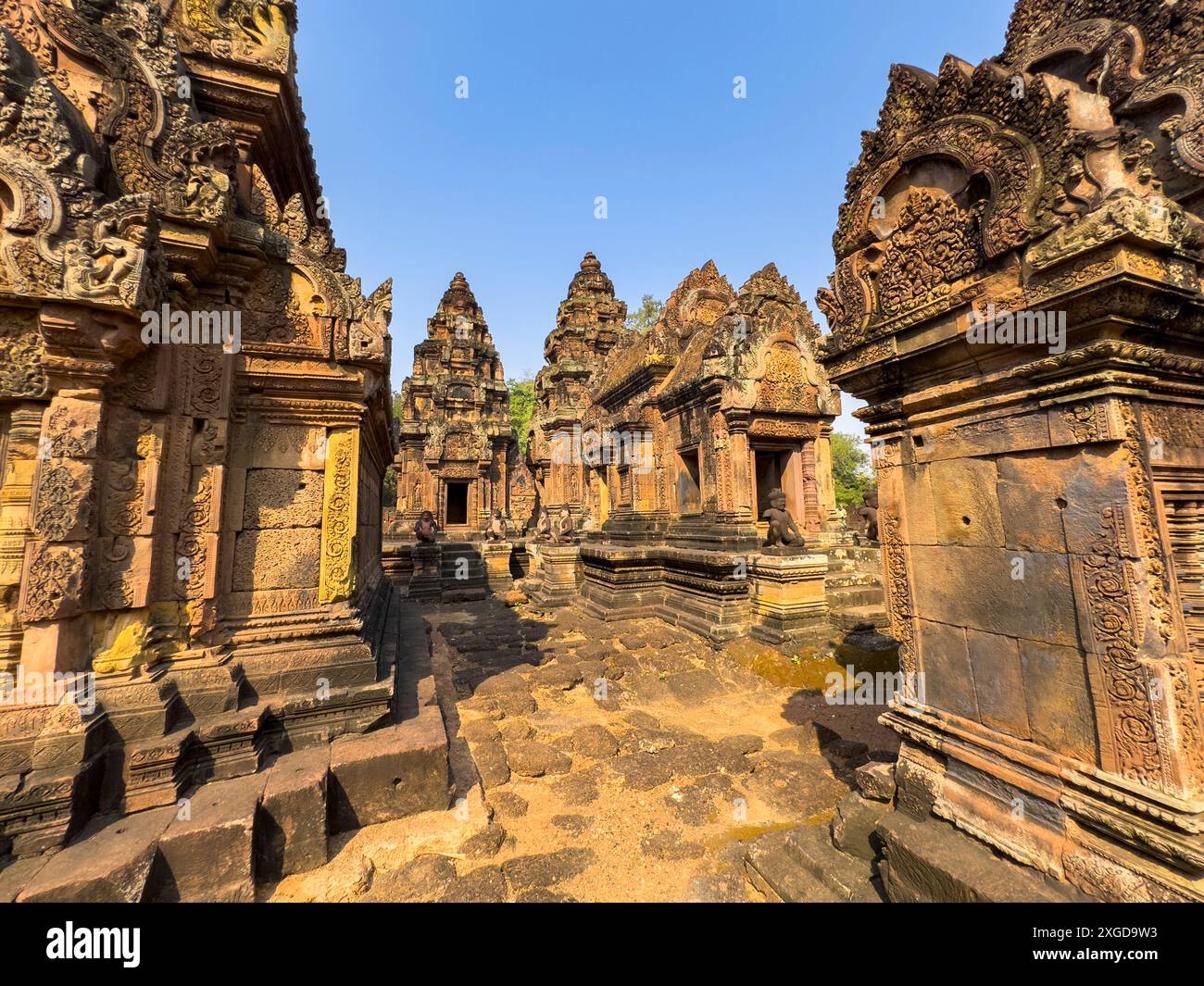 Banteay Srei Temple, a miniature temple complex built entirely of red ...