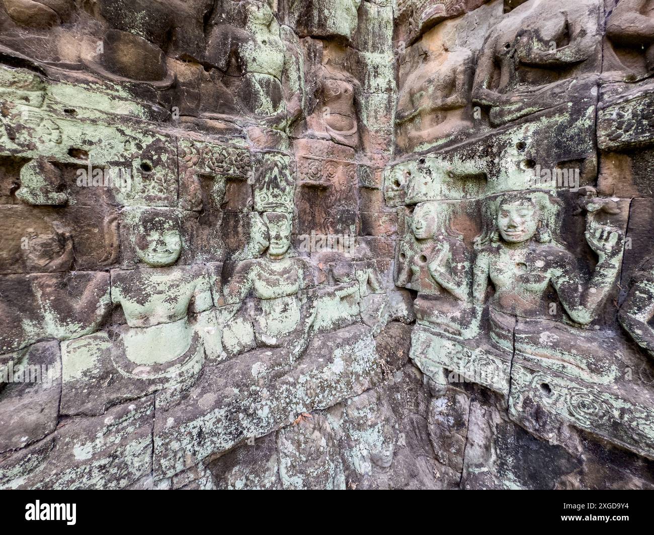 The Terrace of the Leper King, part of the walled city of Angkor Thom ...