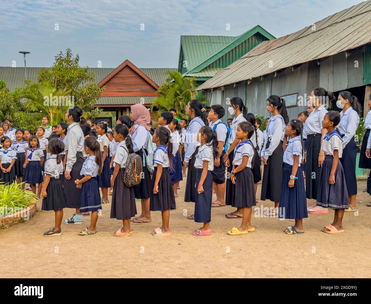 School children at the Green School in Kampong Tralach, Cambodia ...
