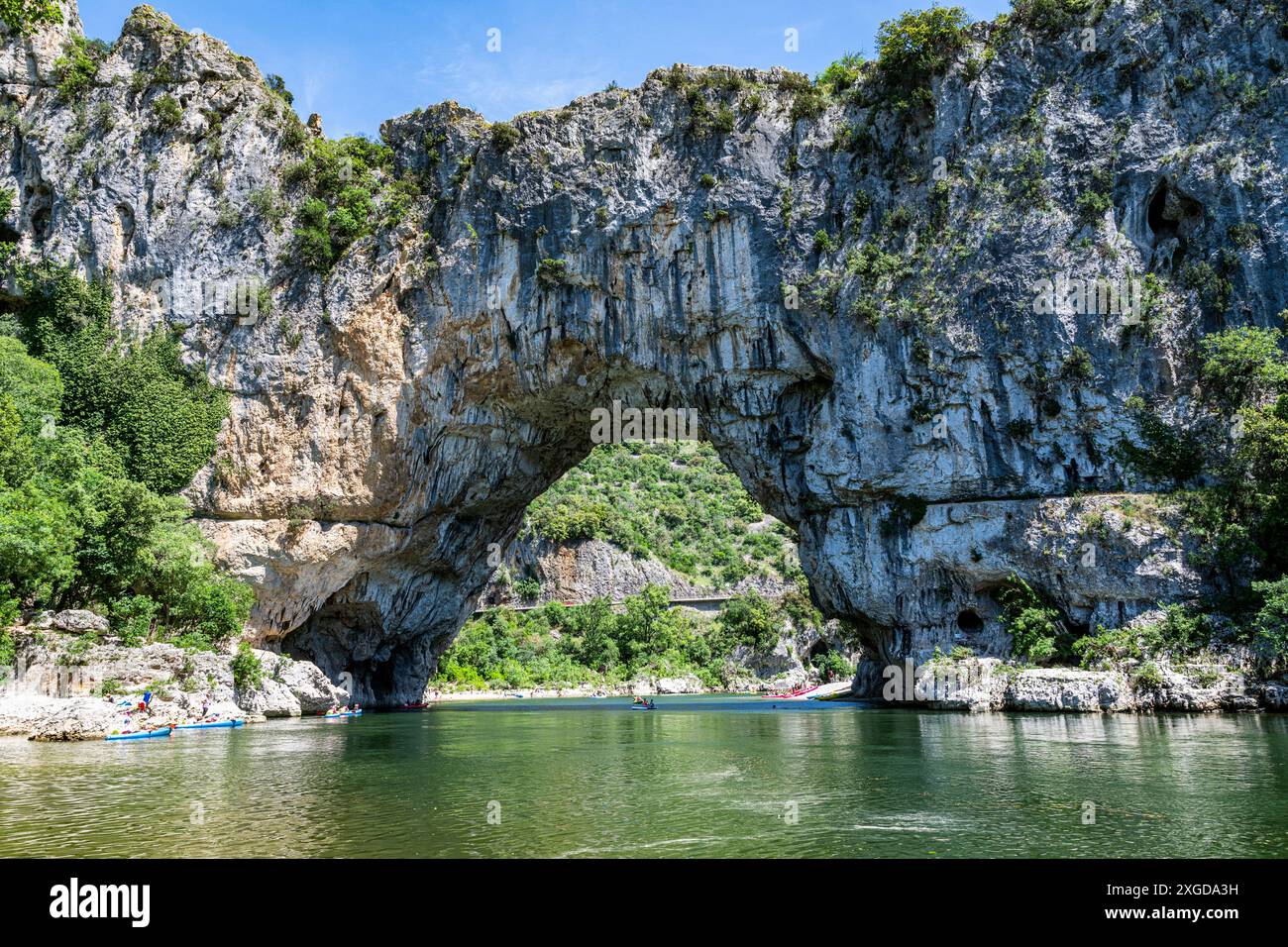 Aerial of the Pont d'Arc, Ardeche Gorge (Gorges de l'Ardeche), Ardeche ...