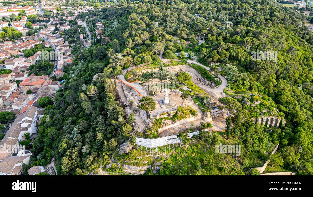 Aerial of the Roman Amphitheatre, UNESCO World Heritage Site, Orange ...