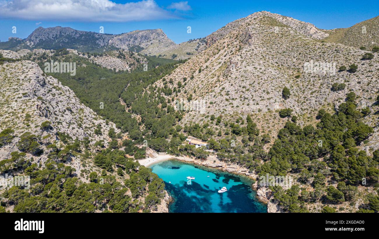 Aerial of the Formentor Peninsula, Mallorca, Balearic islands, Spain ...