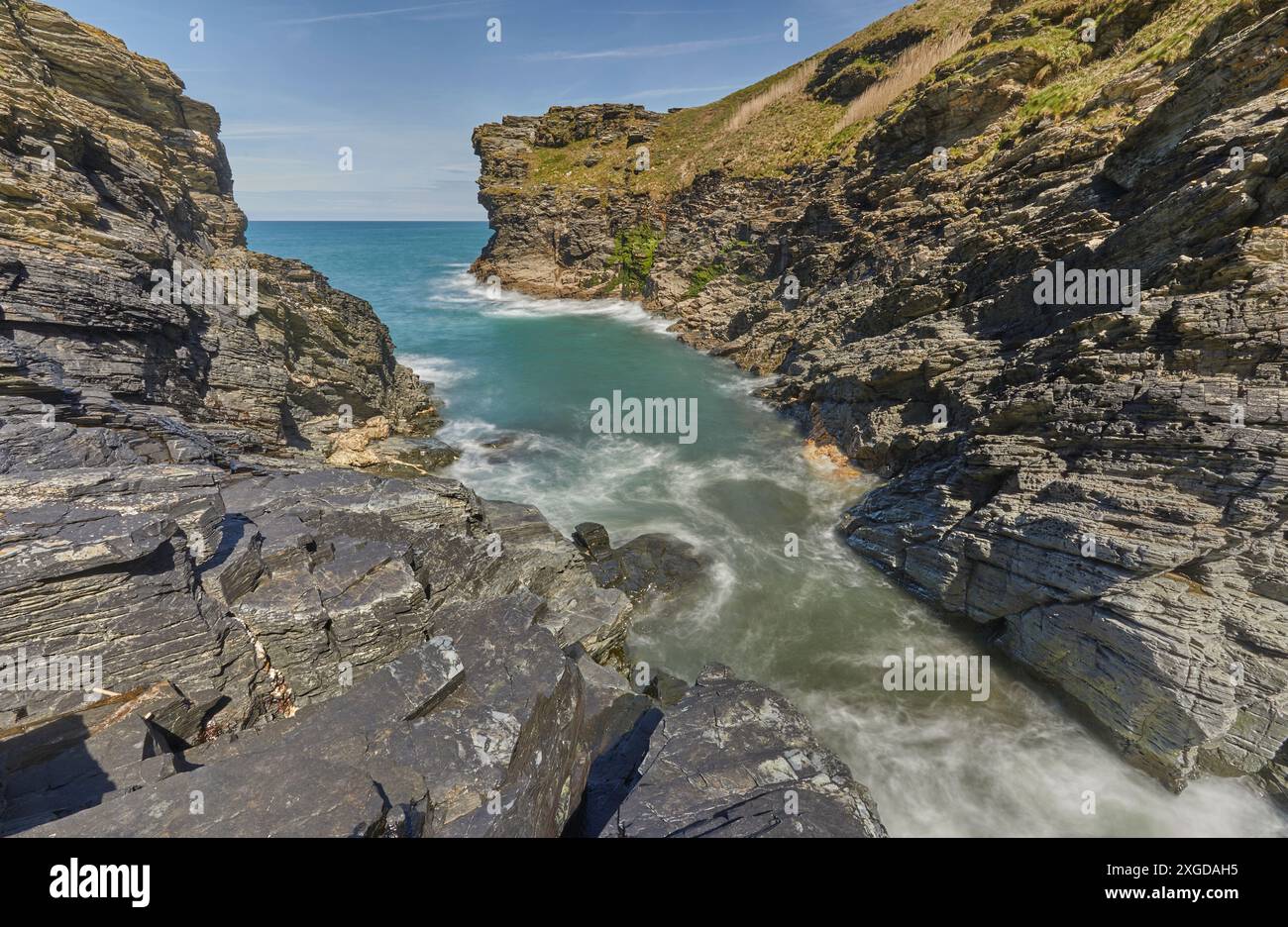 The beautiful cliff-lined cove that marks the end of Rocky Valley, on ...