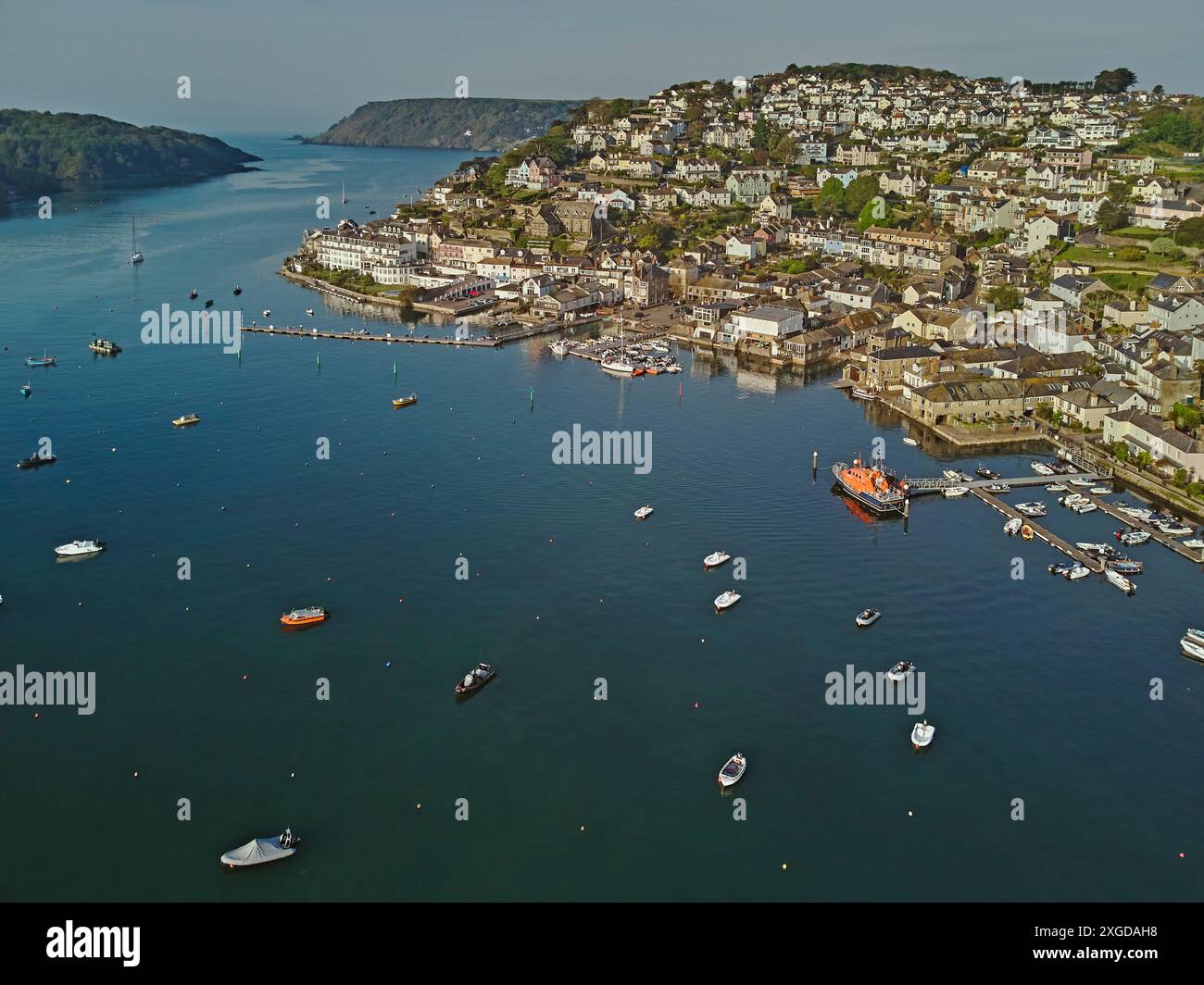 An early morning view of the town of Salcombe beside the Kingsbridge ...
