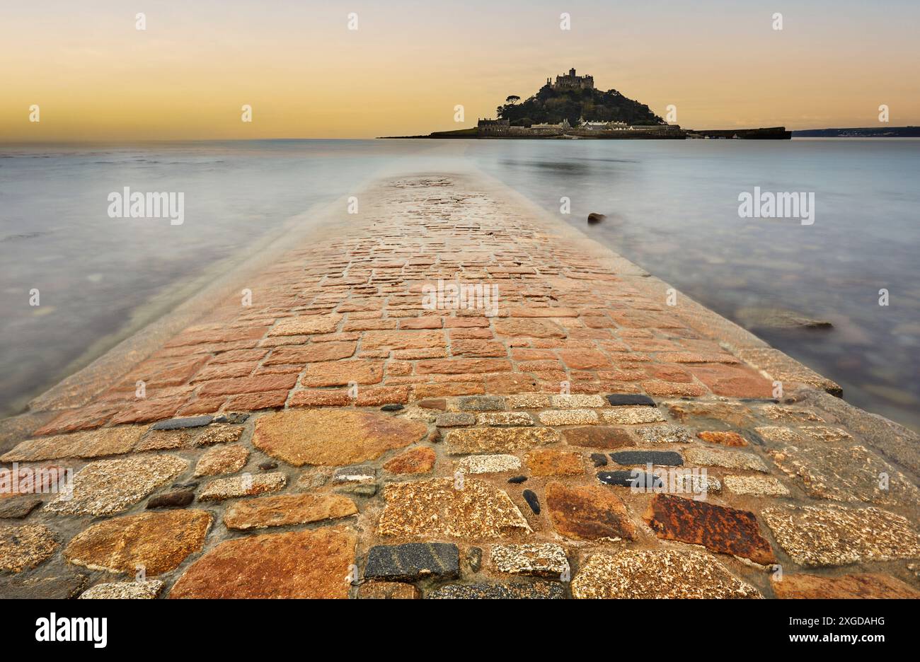 St. Michael's Mount in early morning light and a falling tide, with the ...