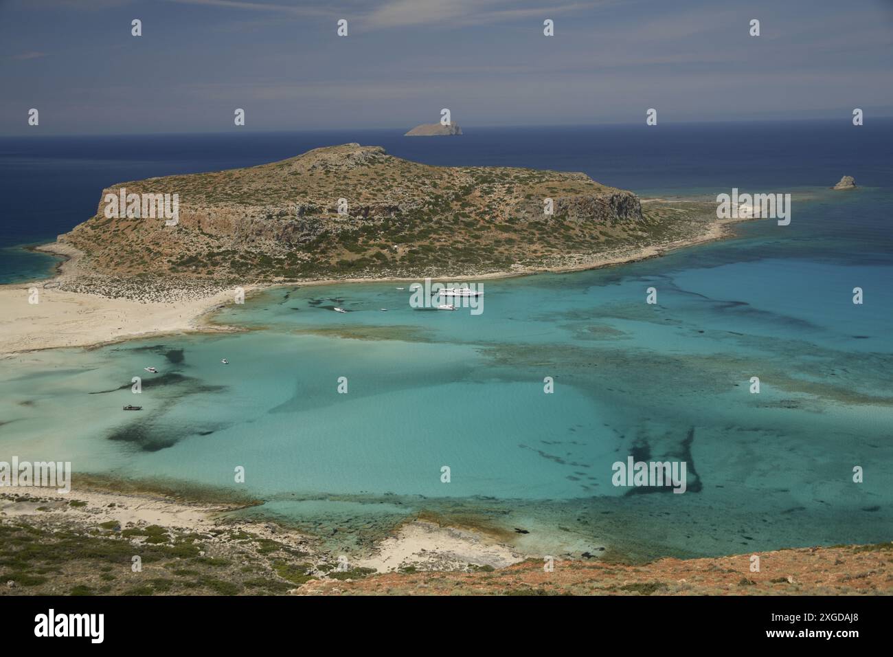 Balos Lagoon Beach and Cape Tigani, elevated view, Gramvousa Peninsula ...