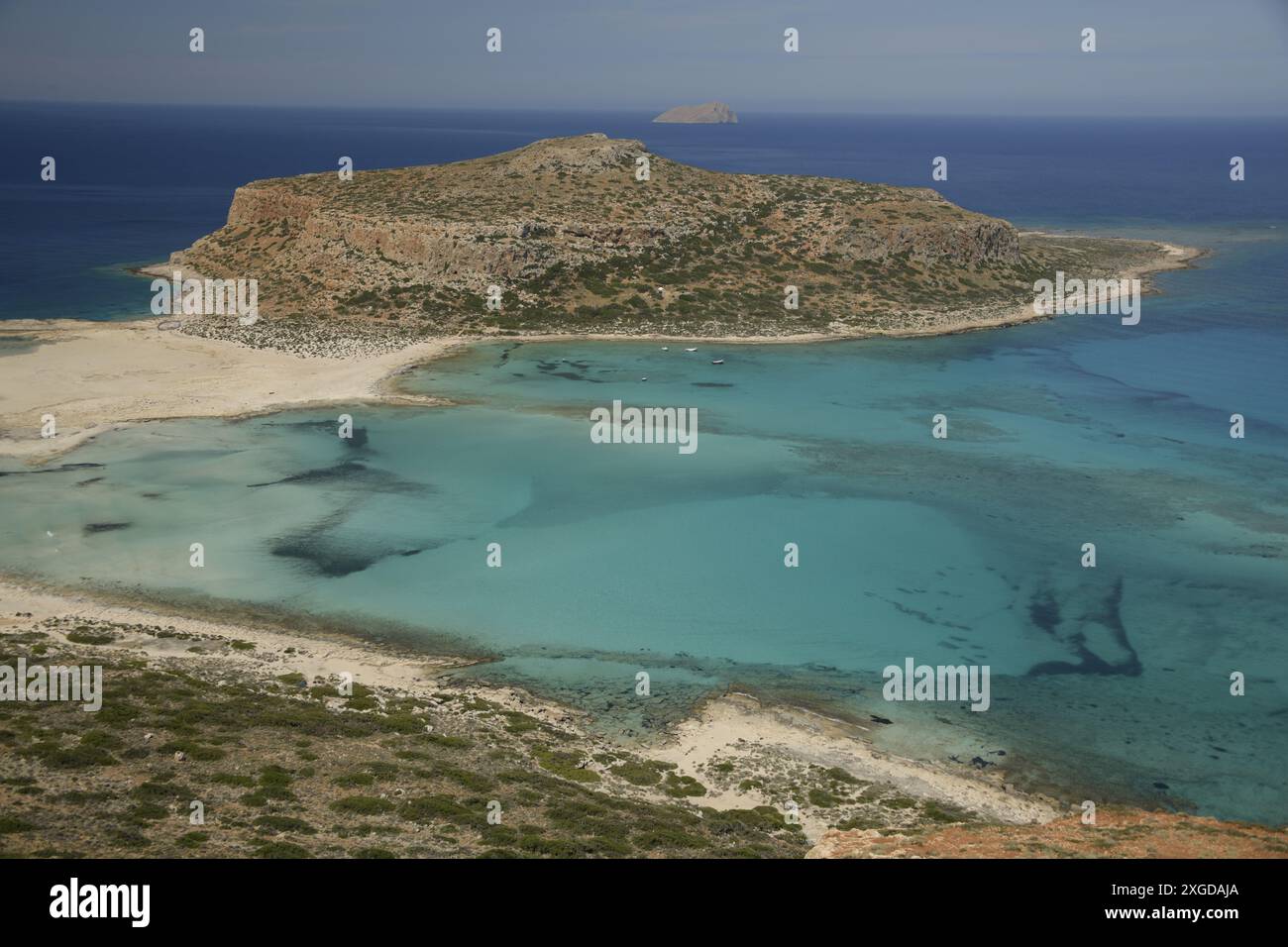 Balos Lagoon Beach and Cape Tigani, elevated view, Gramvousa Peninsula ...