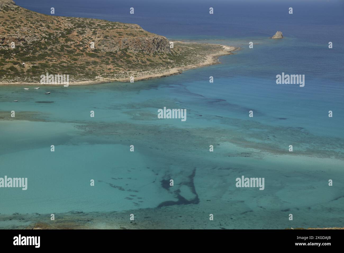 Balos Lagoon Beach and Cape Tigani, elevated view, Gramvousa Peninsula ...