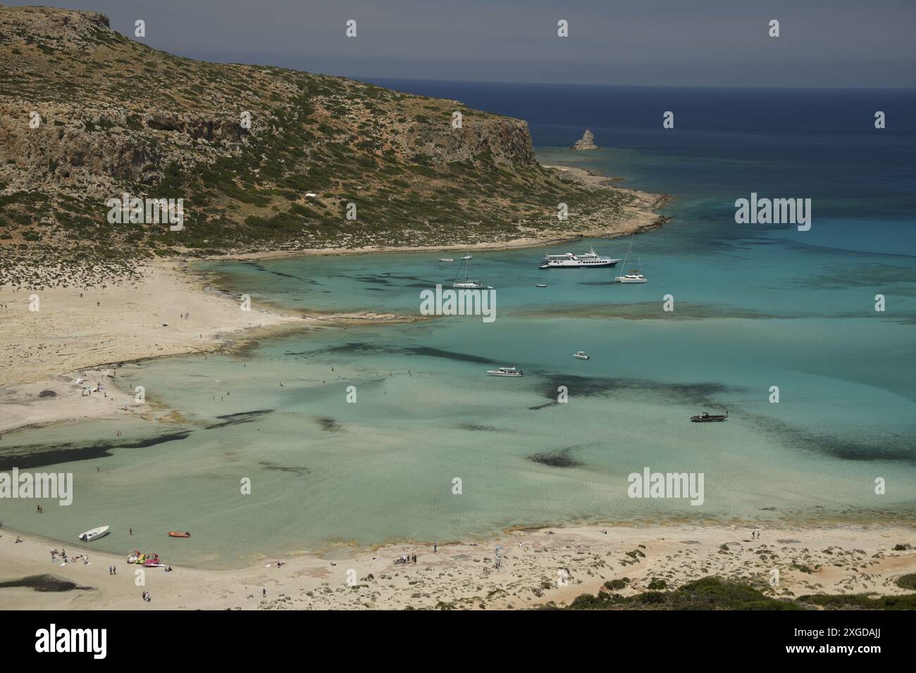 Balos Lagoon Beach and Cape Tigani, elevated view, Gramvousa Peninsula ...