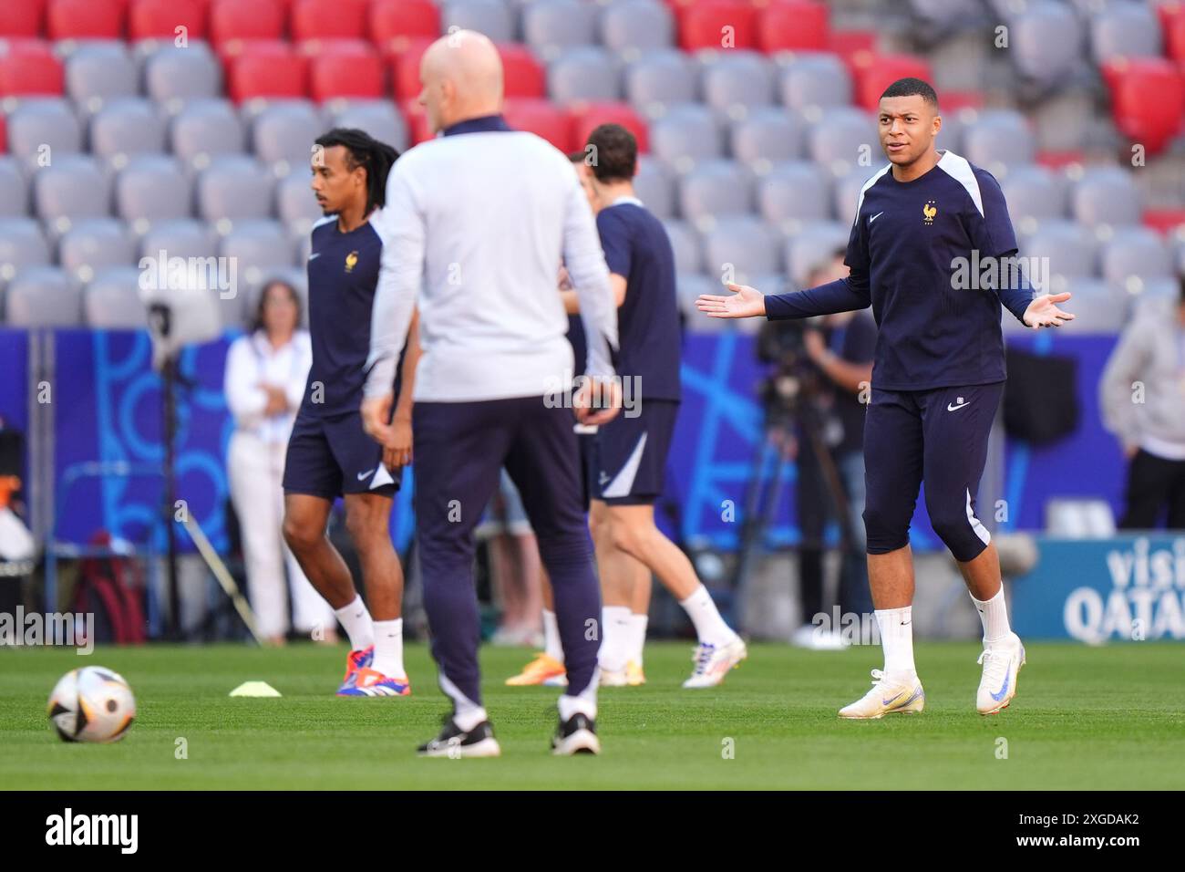France's Kylian Mbappe (right) during a training session at the Munich ...