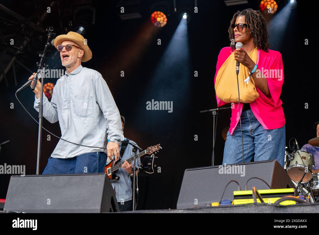 East Sussex, UK. 07th July, 2024. Galliano the band Rob Gallagher, (L ...
