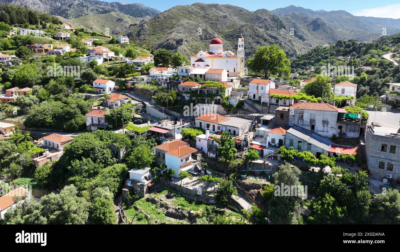 Aerial view of Lakki village, Crete, Greek Islands, Greece, Europe ...