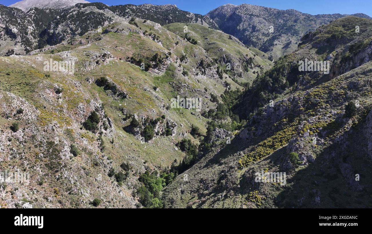 Aerial view of Gorge Sarakina Meskla, Crete, Greek Islands, Greece ...