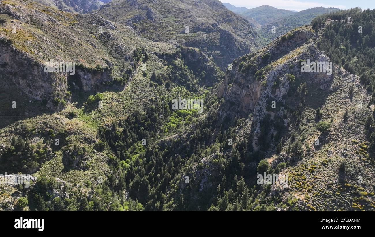 Aerial view of Gorge Sarakina Meskla, Crete, Greek Islands, Greece ...