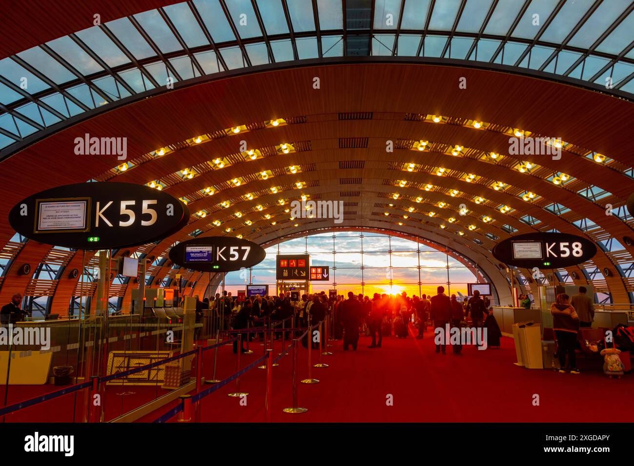 Charles de Gaulle airport, departure lounge, Terminal 2F, Paris, France ...