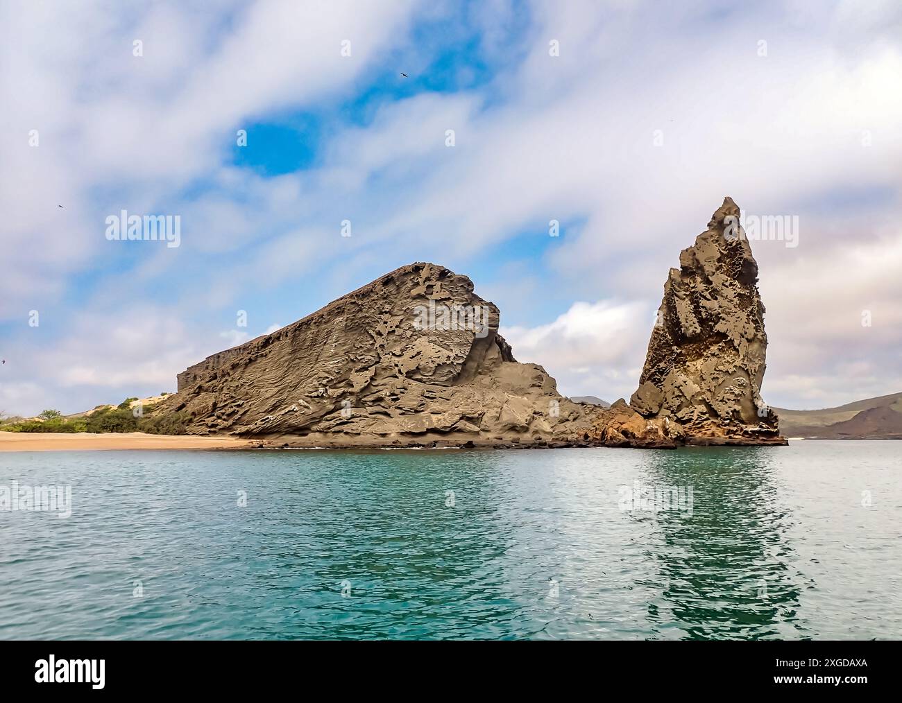 Pinnacle Rock, a volcanic plug on Bartolome Island, one of the most ...
