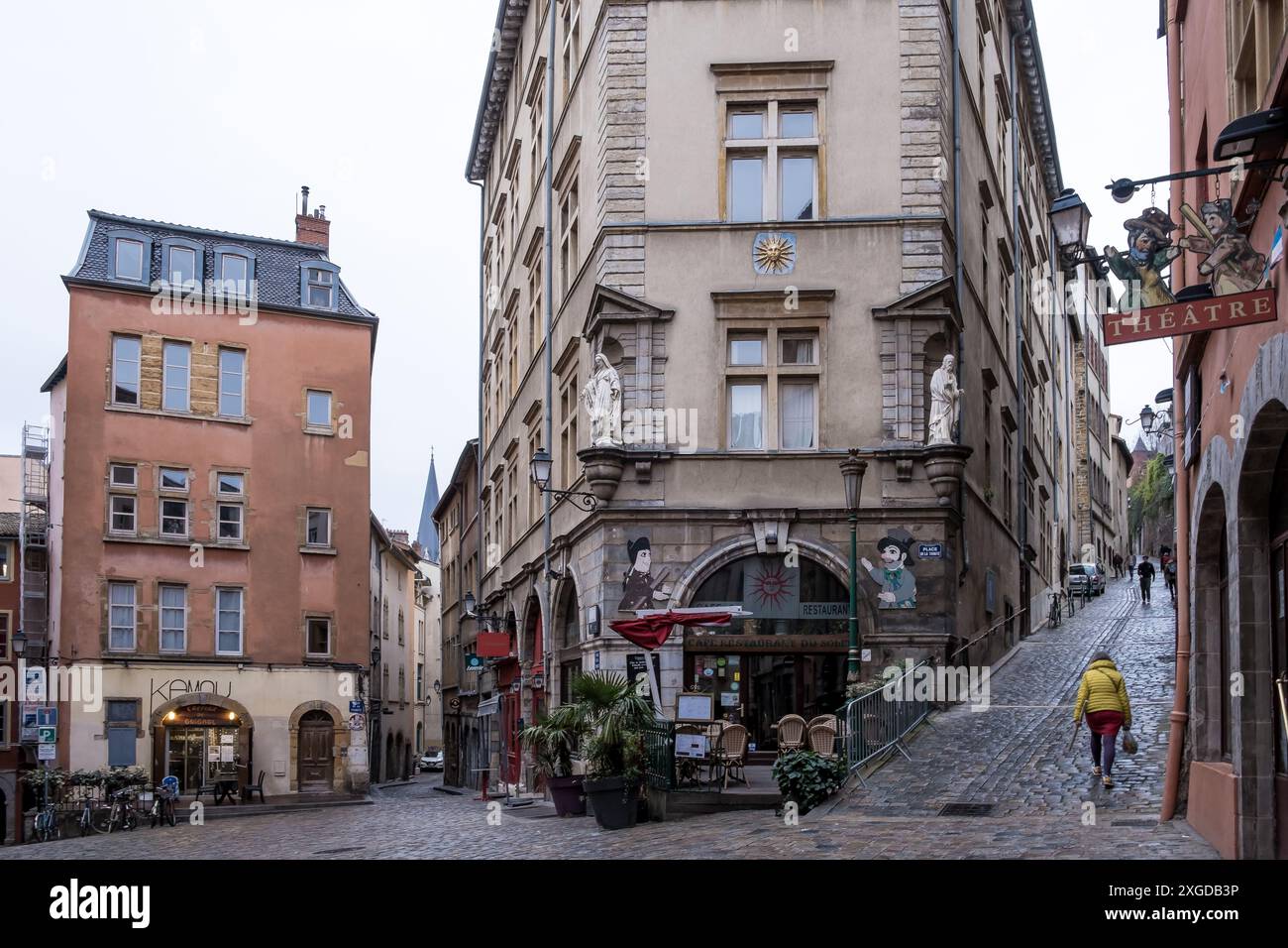 Cityscape of the Place de la Trinite, a square located in Vieux-Lyon ...