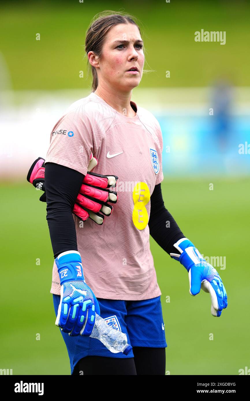 England goalkeeper Mary Earps during a training session at St George's ...