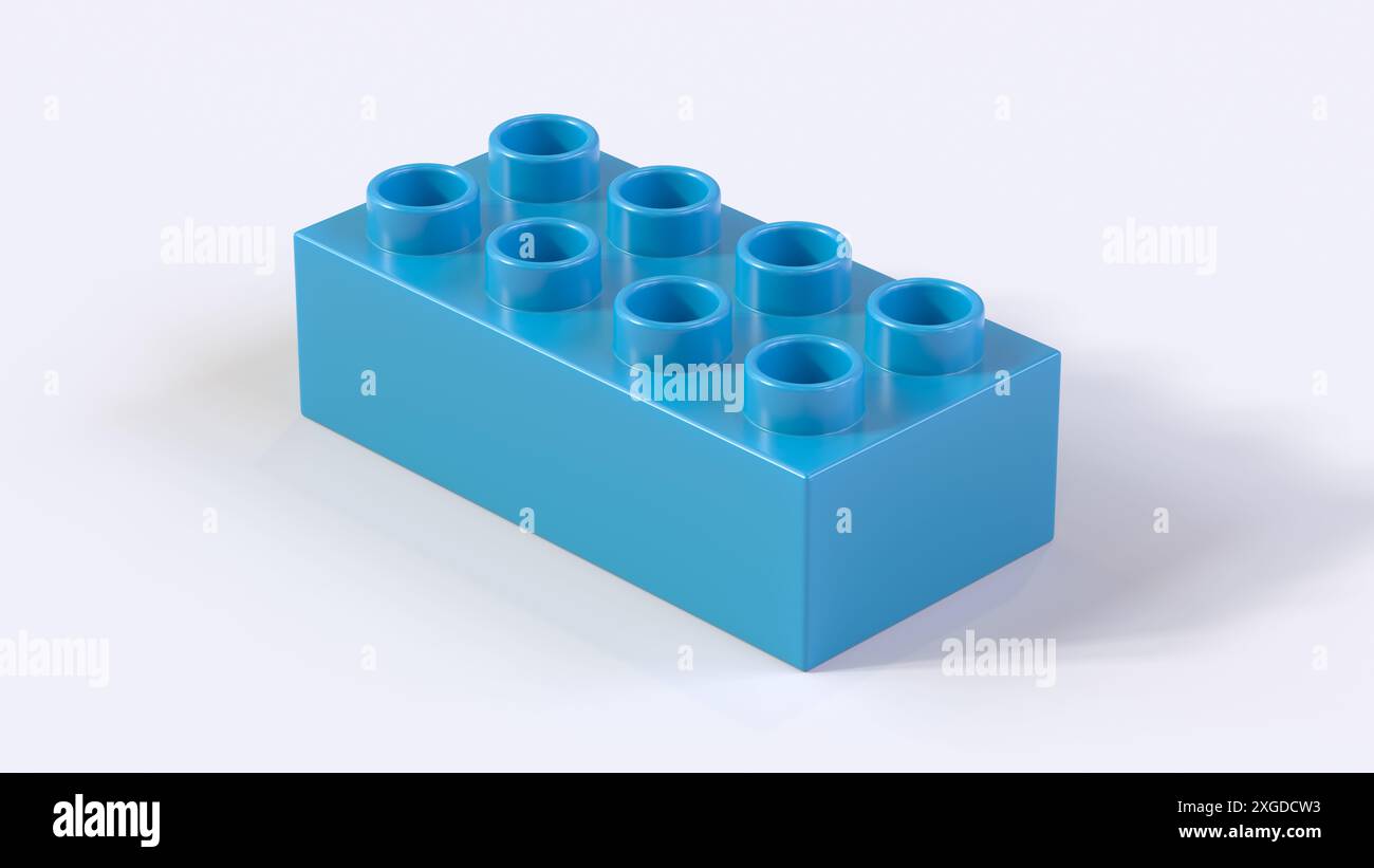 Cyan Blue Plastic Lego Block on a White Background. Children Toy Brick ...