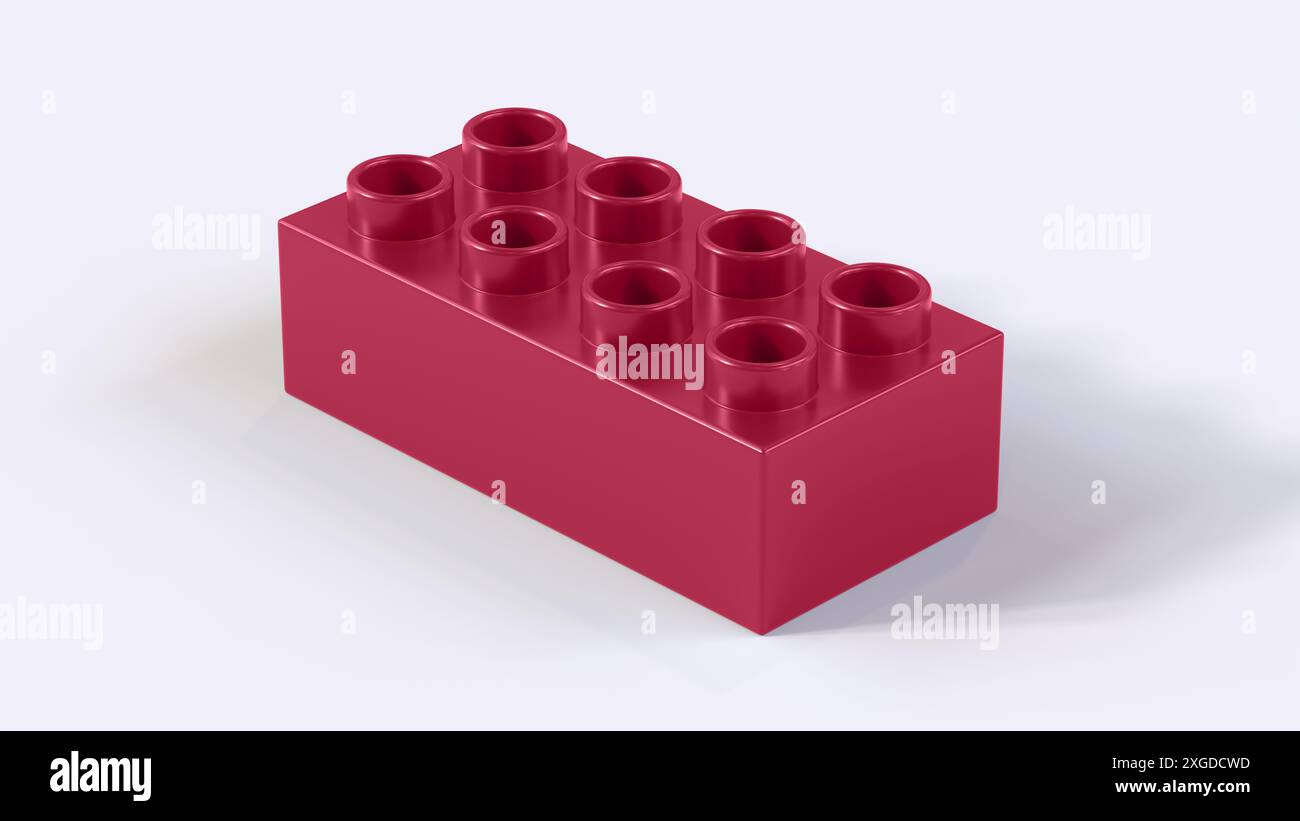 Burgundy Plastic Lego Block on a White Background. Children Toy Brick ...