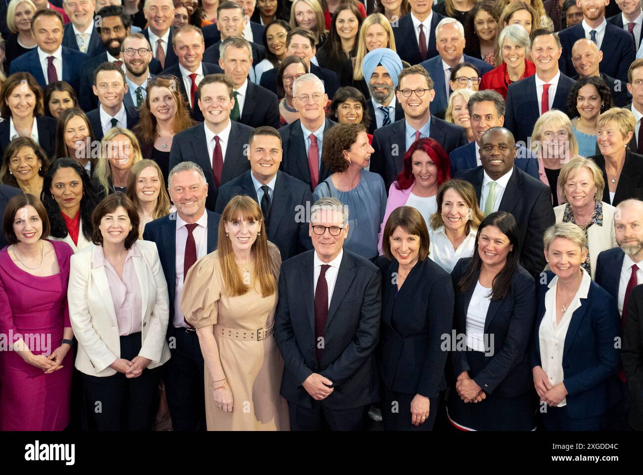 Prime Minister Sir Keir Starmer (centre front) stands with Labour Party ...