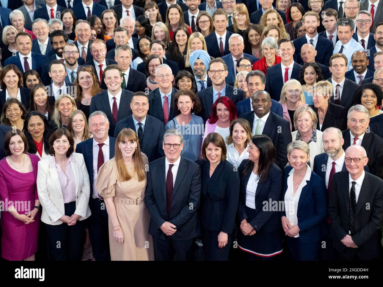 Prime Minister Sir Keir Starmer (centre front) stands with Labour Party ...