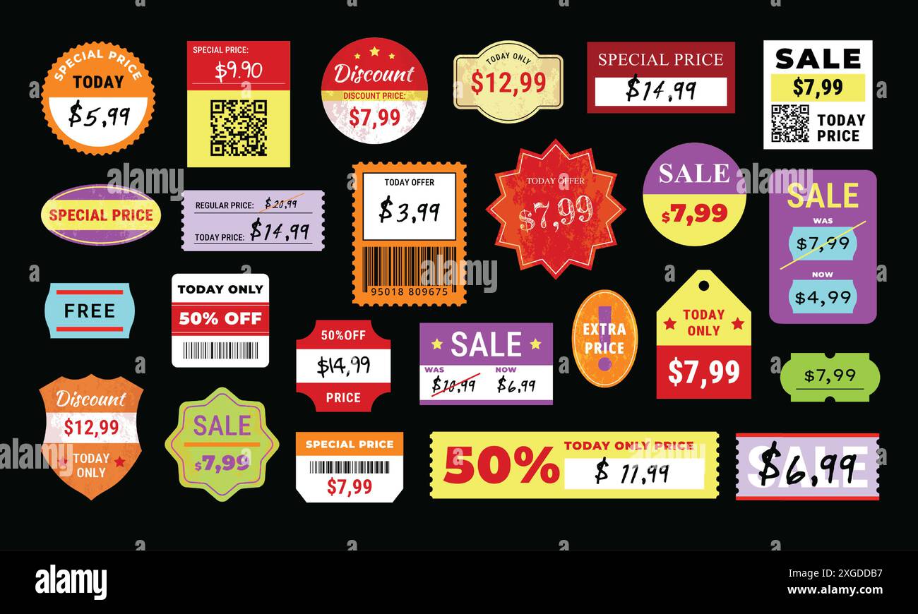 Price tag stickers. Special price labels, promotional offers and ...