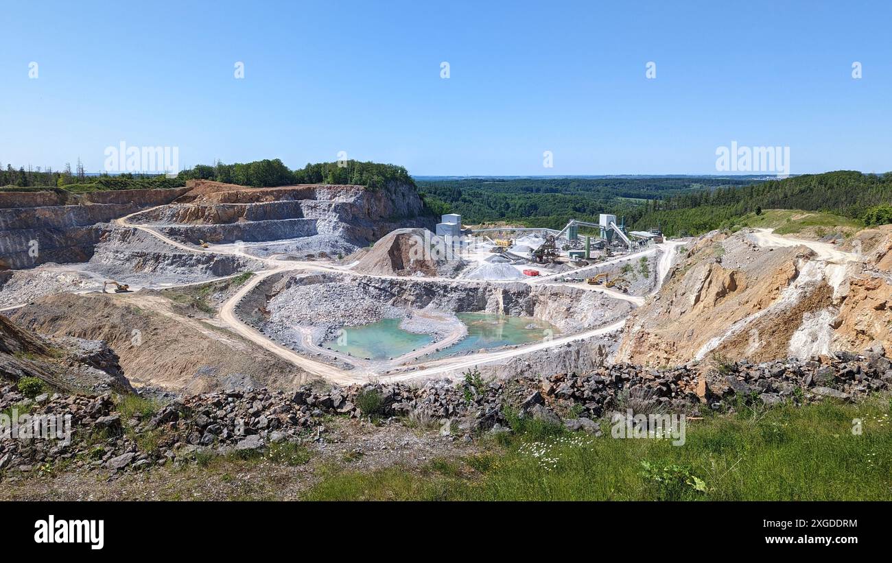 Open pit mine. Open pit mining of minerals and sand for construction ...