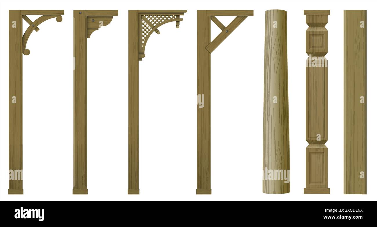 Set of vintage wooden columns Stock Vector Image & Art - Alamy