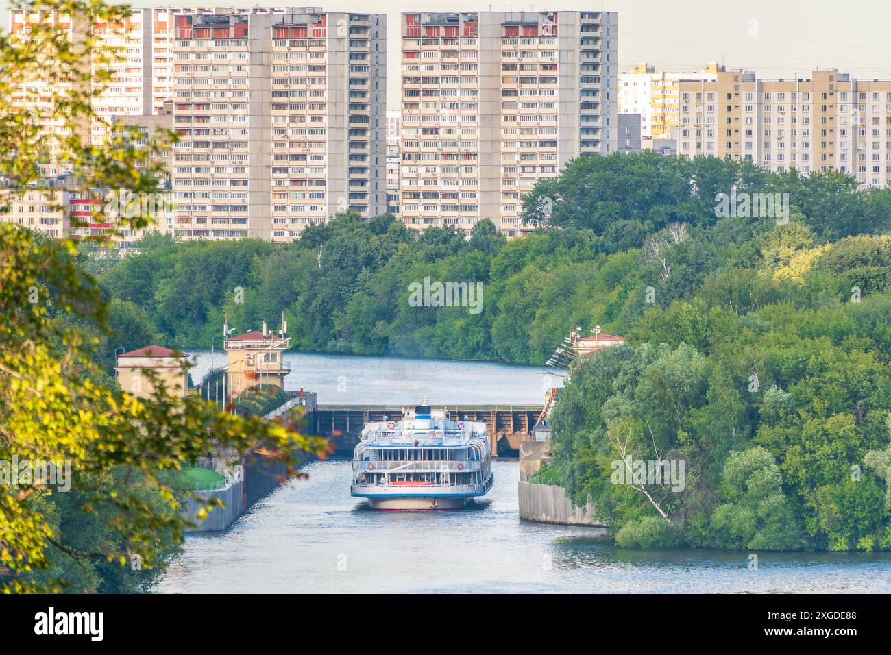 An old gateway on the Moscow Canal for adjusting the water level in the ...