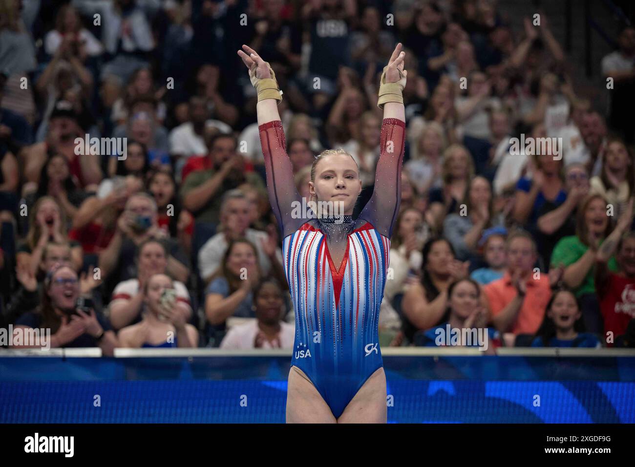 June 30, 2024, Minneapolis, Minnesota, US: JADE CAREY competes on vault ...