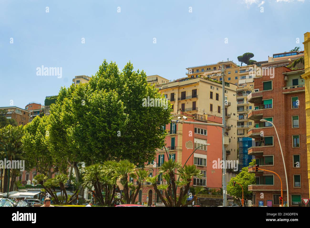 Buildings in the southern Italian city on the blue sky background ...