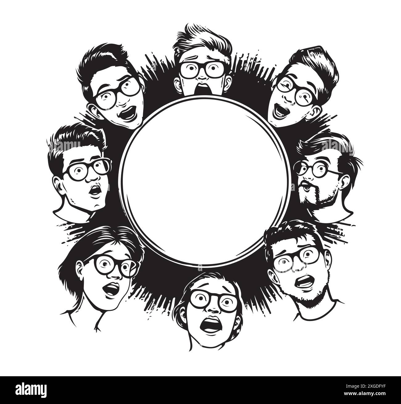 Community, teamwork, volunteer concept. Hand drawn group of friendly ...