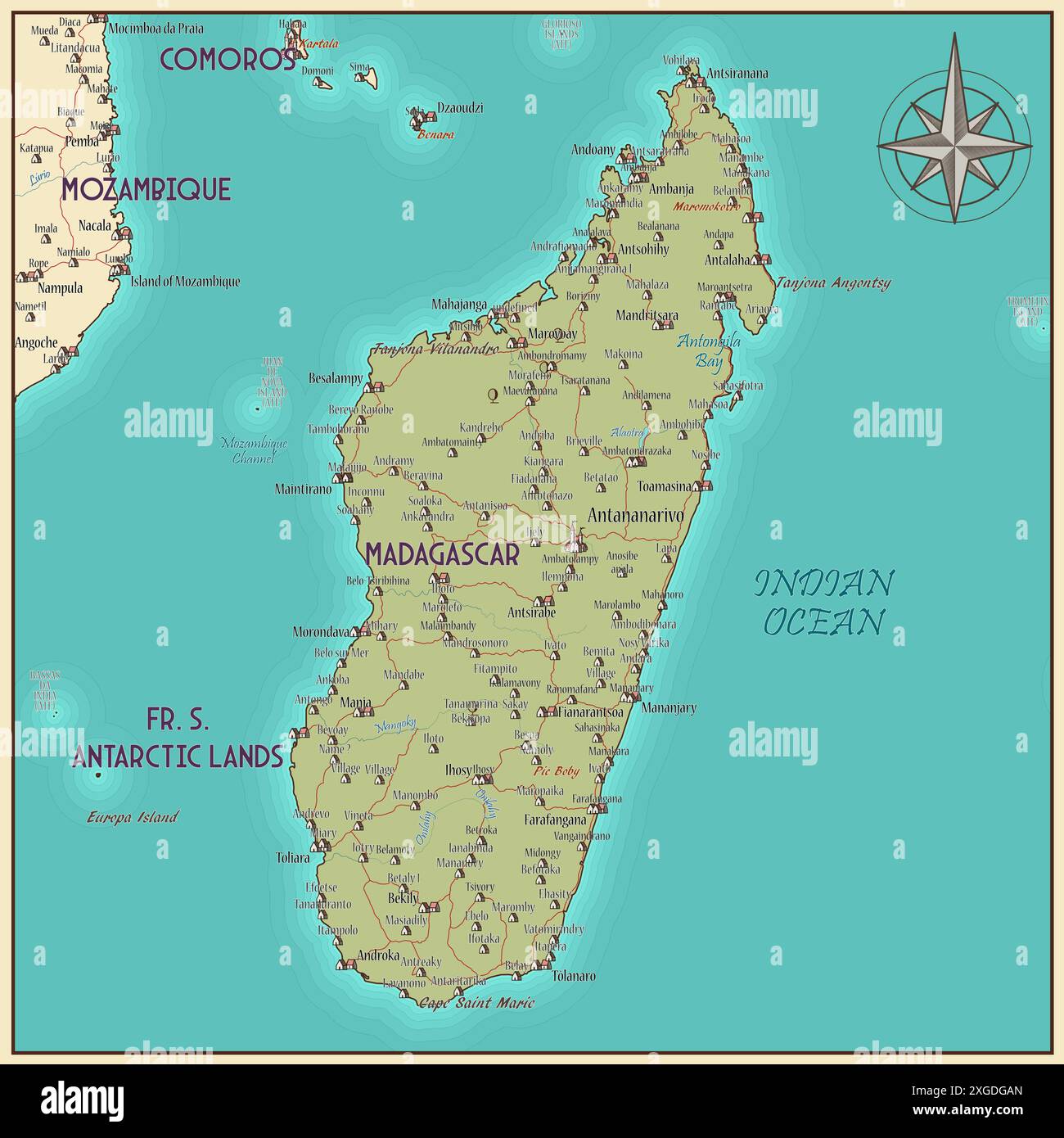 Madagascar digital map Stock Vector Images - Alamy