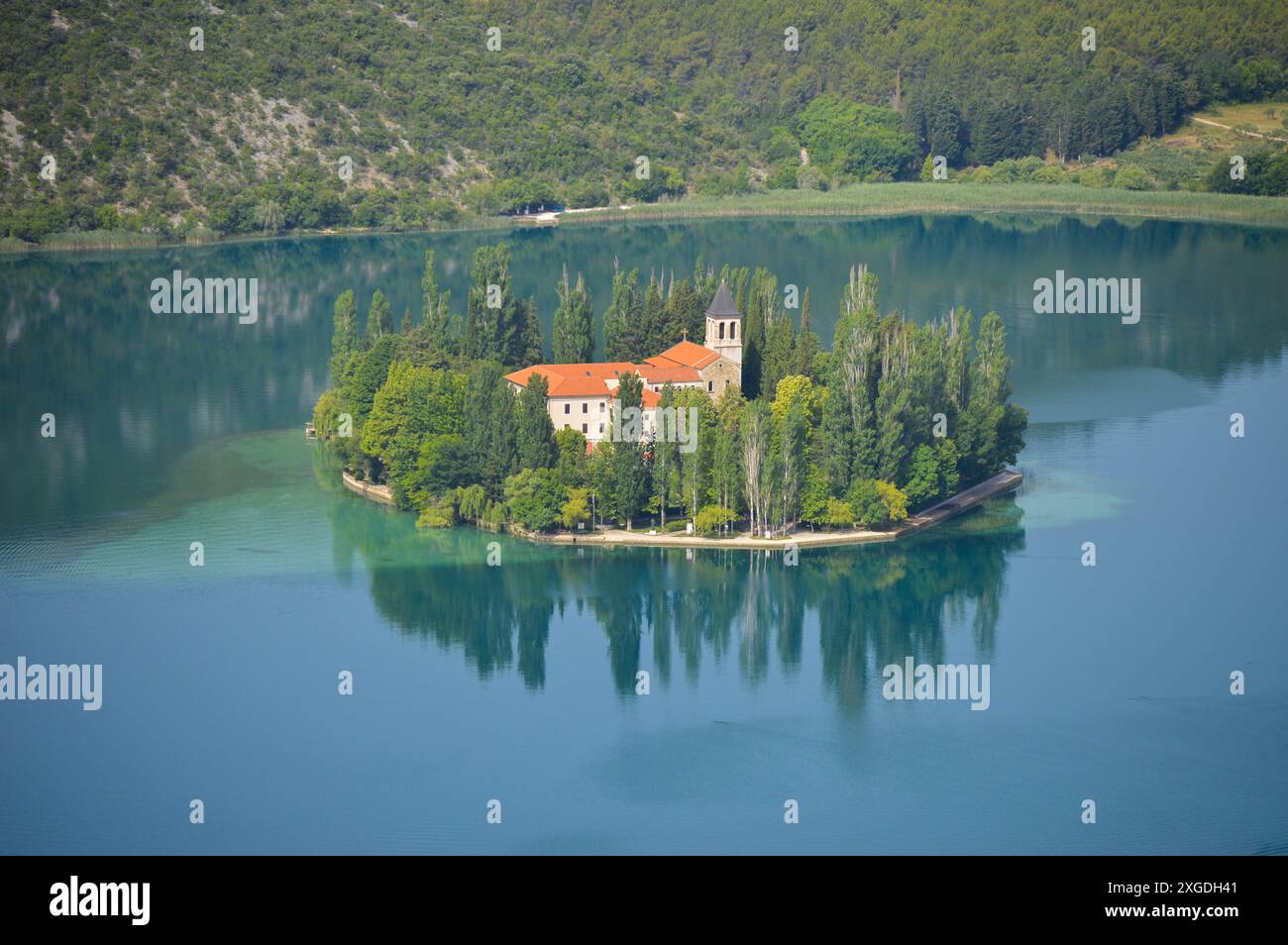 Visovac island with monastery at Krka river Stock Photo - Alamy