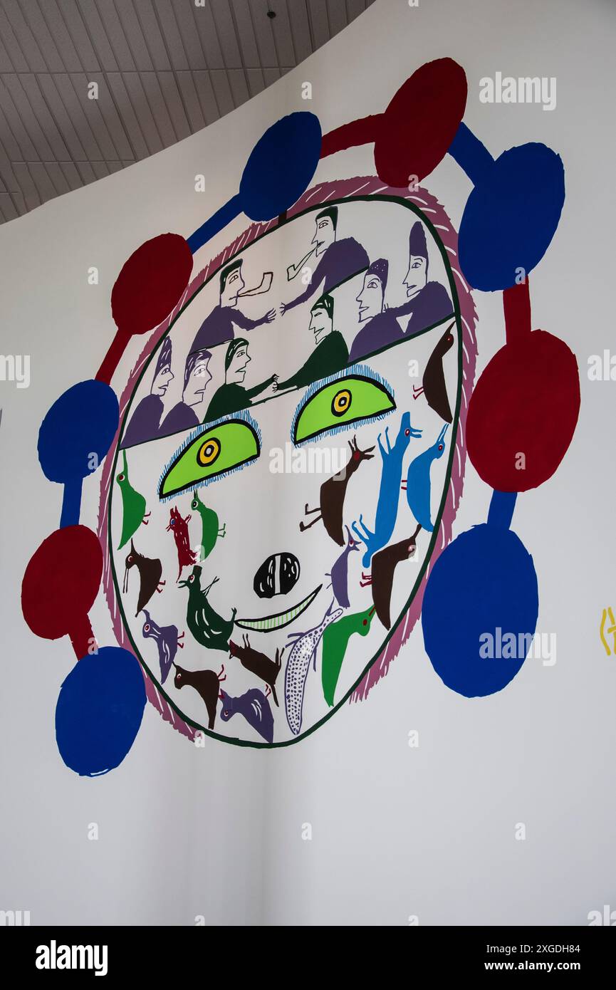 The World of Sun and Moon mural in the rotunda at Iqaluit International ...