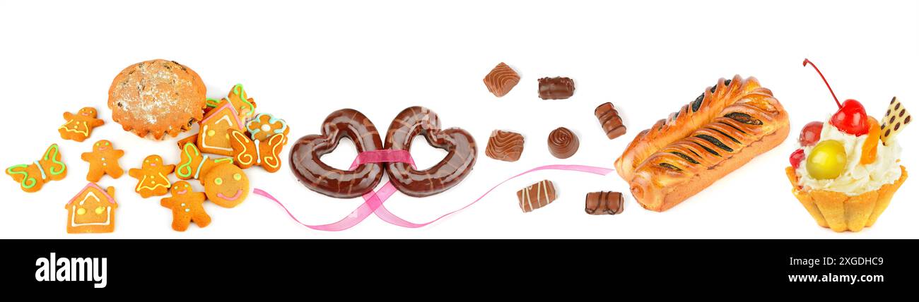 Set of confectionery and sweets isolated on a white background ...