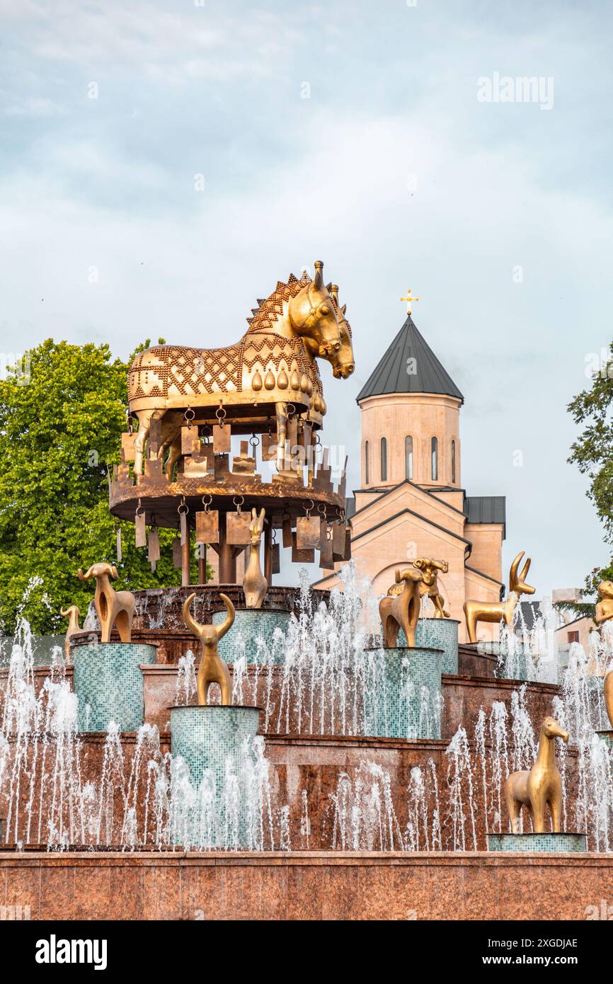 Colchis or Kolkha Fountain with thirty animal statues depicting the ...